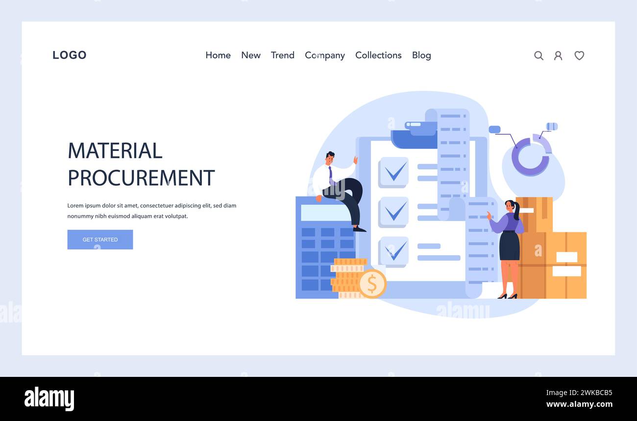 Material Procurement process concept. Experts manage inventory and costs with thorough checks ...