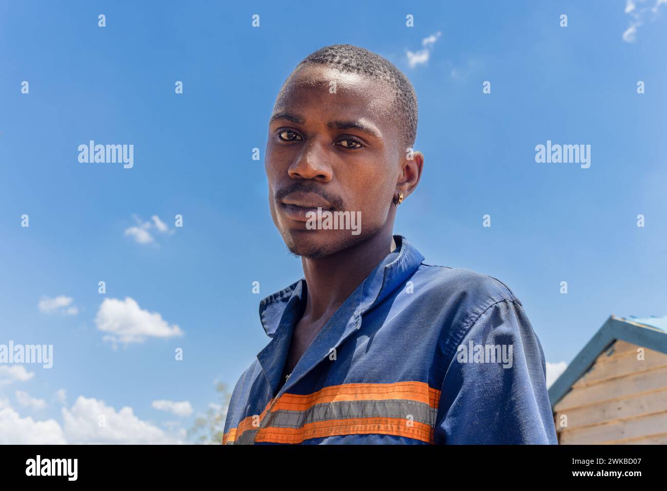 portrait of african american carpenter worker at his workplace doing ...