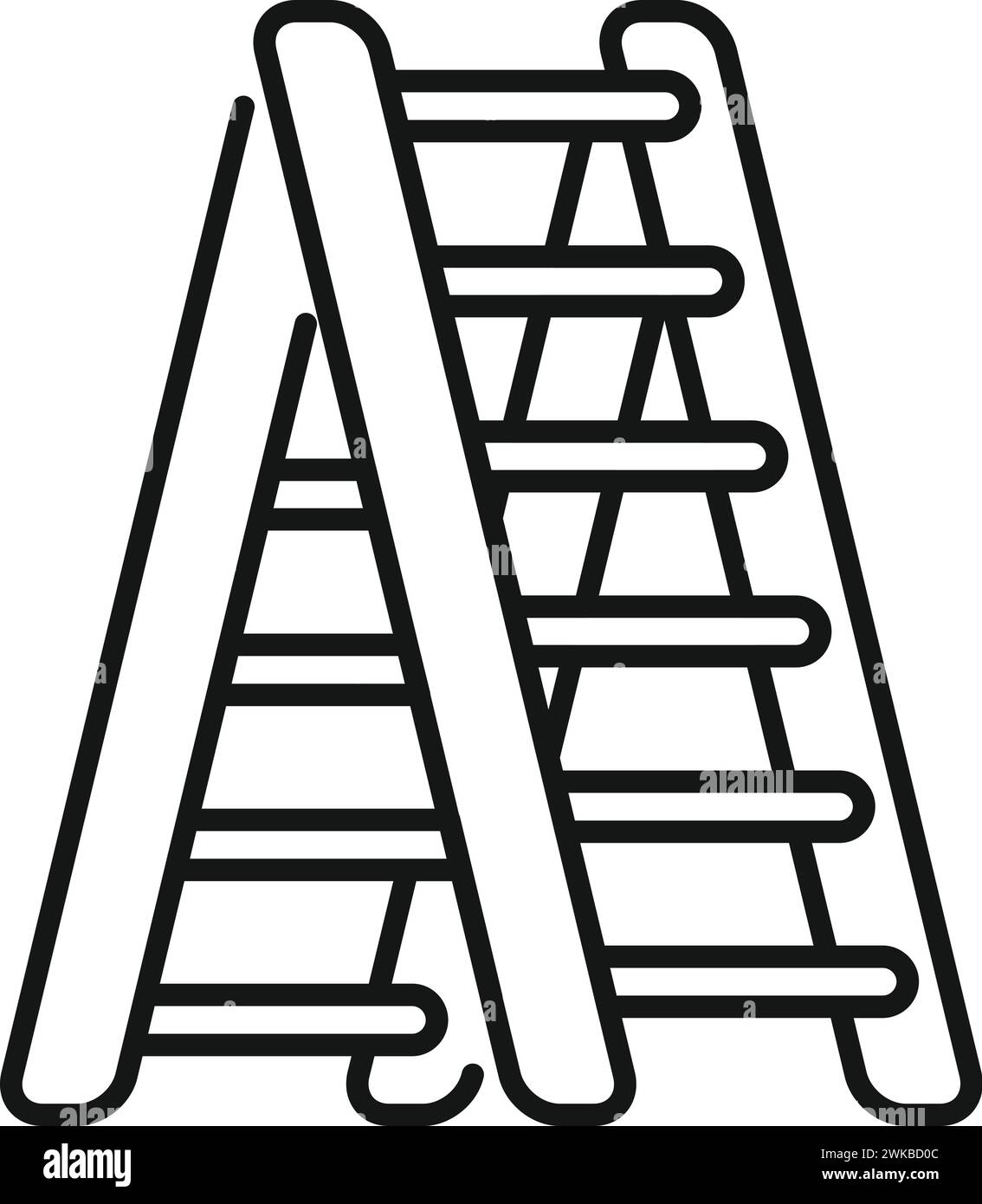 Wooden ladder icon outline vector. Tree trimming. Climbing garden trim ...