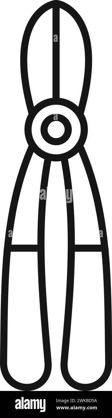 Cutter pruner icon outline vector. Long handle device. Service lawn ...