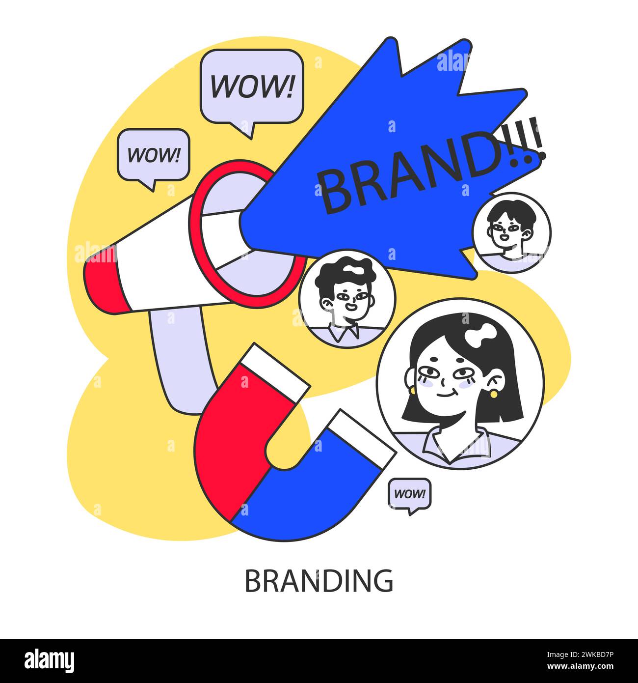 Brand magnetism concept. Magnetic attraction of audience with effective ...