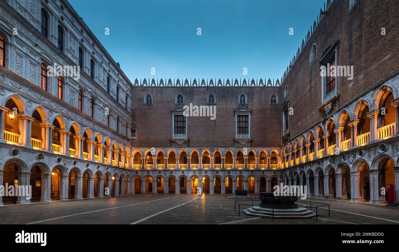 Venice, Italy - February 6, 2024: Courtyard of Doge`s Palace or Palazzo ...