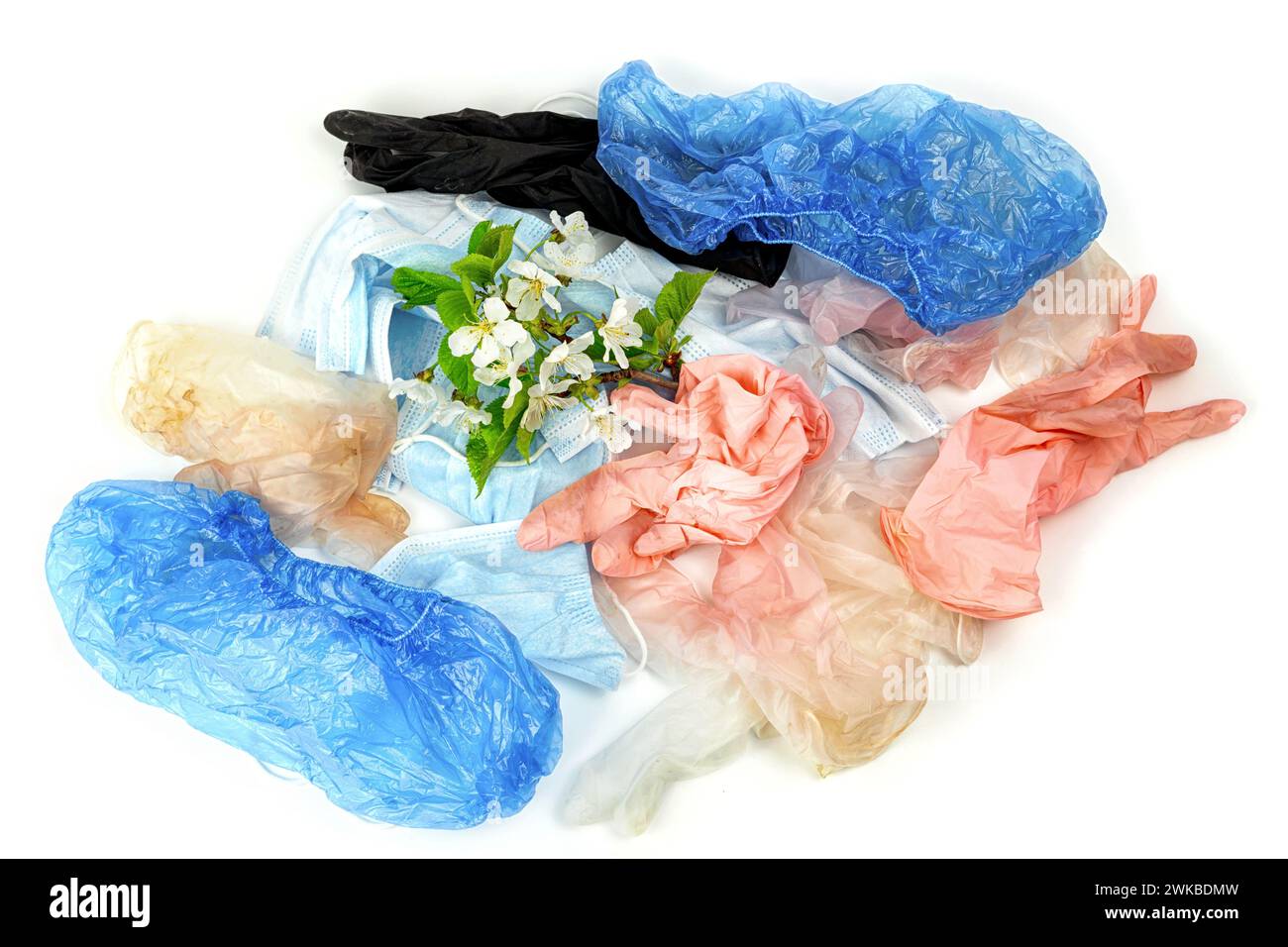 used gloves, medical masks and shoe covers. The problem of ecology and ...