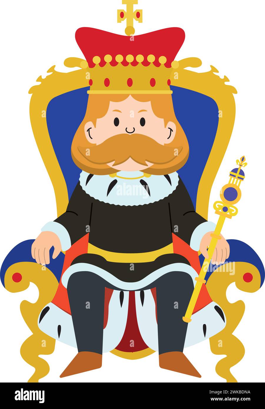 Cute king character with crown Vector Stock Vector Image & Art - Alamy
