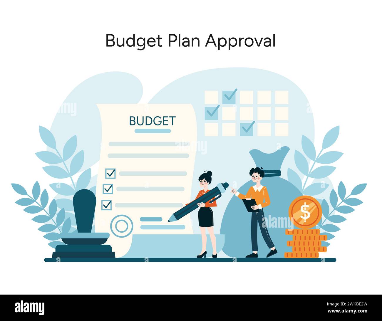 Budget Plan Approval concept. Critical stage of confirming financial ...