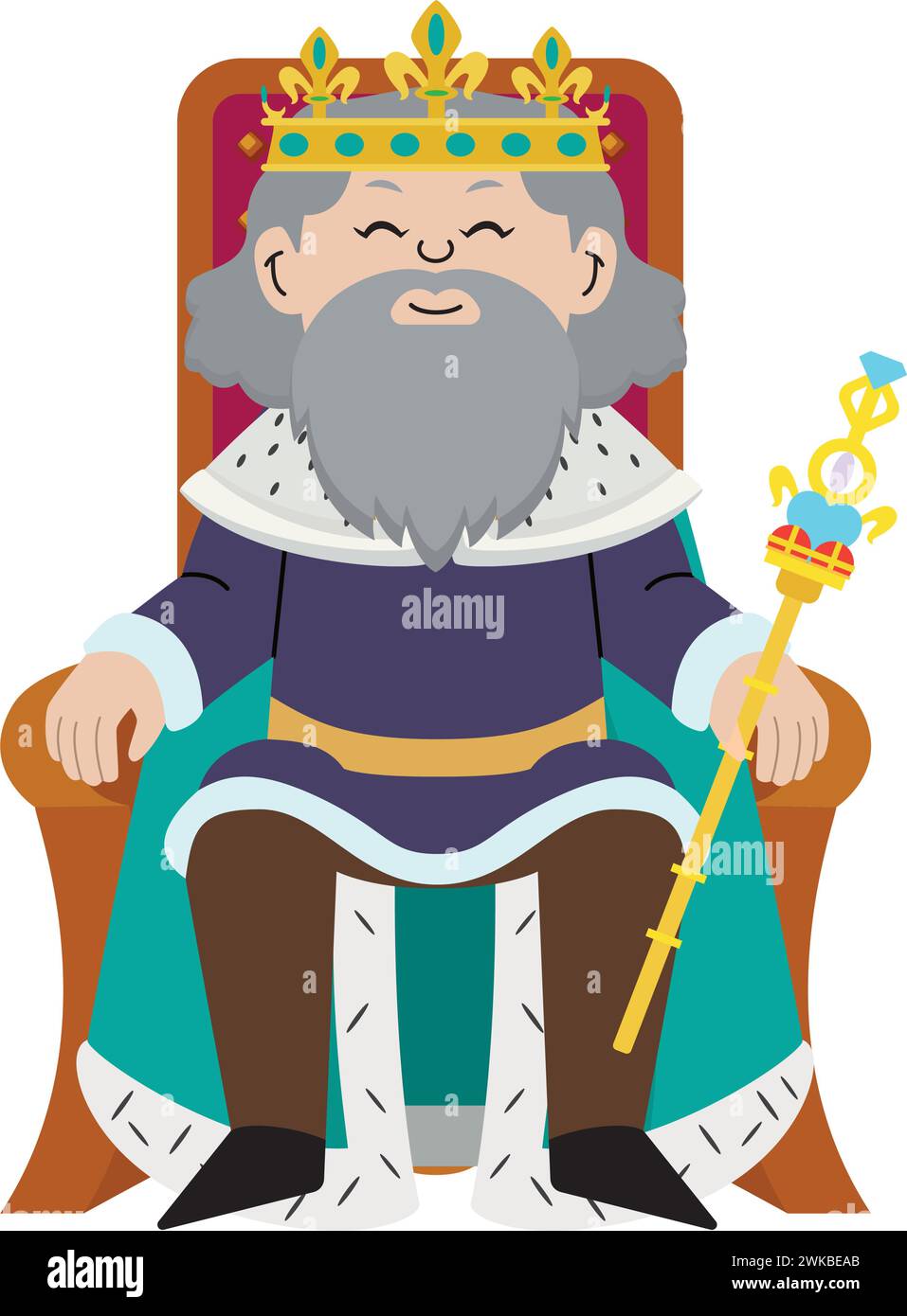 Cute king character with crown Vector Stock Vector Image & Art - Alamy