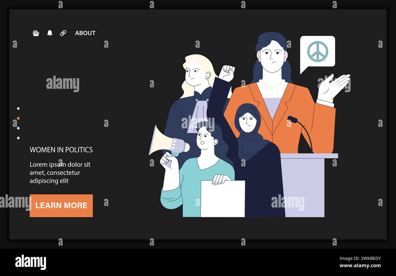 Political action web or landing. Women represented in politics. Civil ...