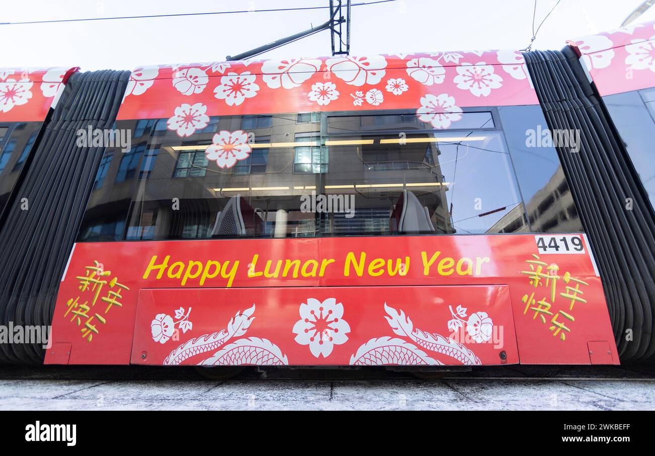 Toronto, Canada. 19th Feb, 2024. A streetcar with Lunar New Year ...
