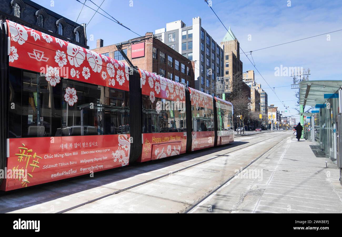 Toronto, Canada. 19th Feb, 2024. A streetcar with Lunar New Year ...