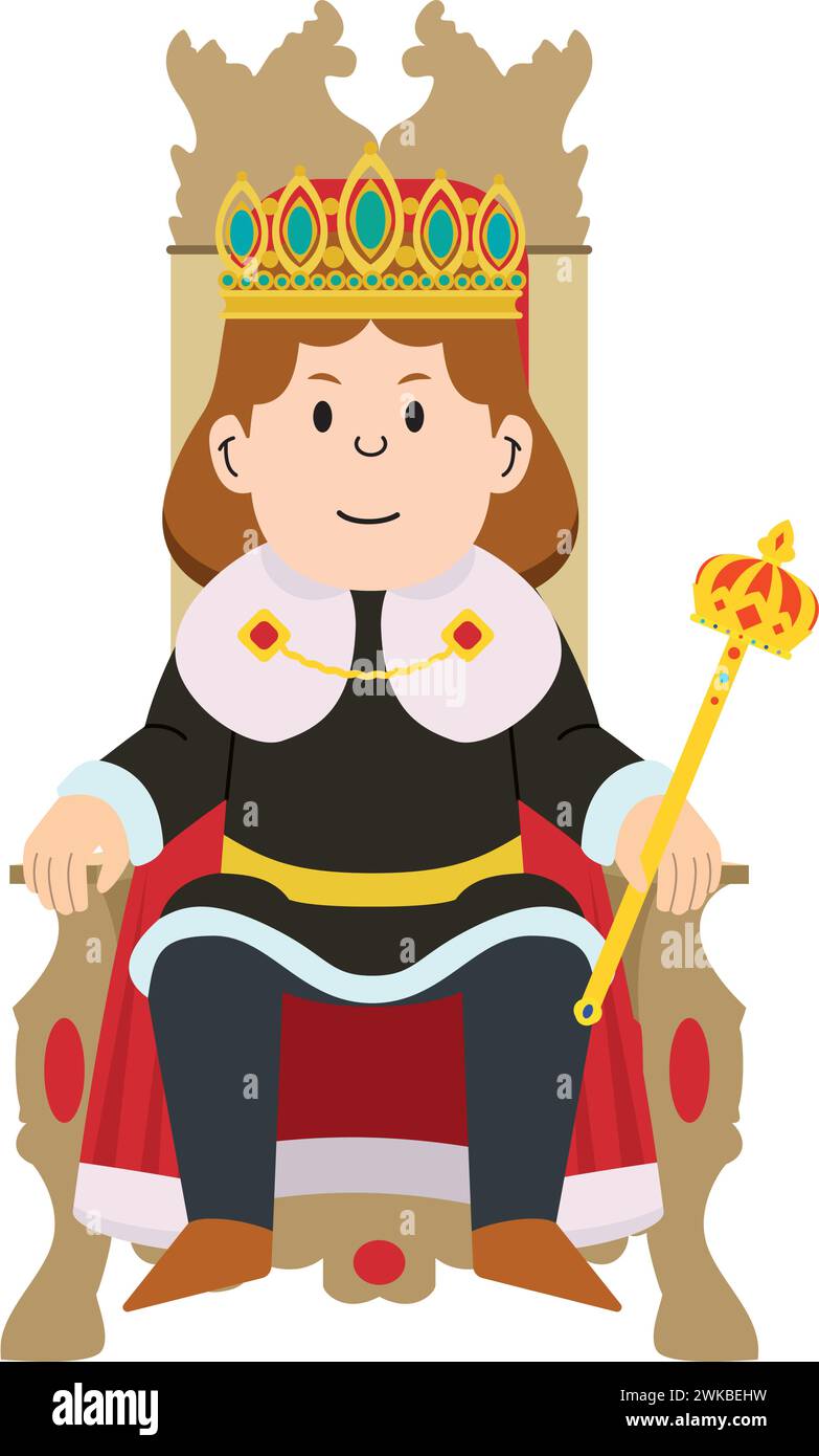 Cute king character with crown Vector Stock Vector Image & Art - Alamy