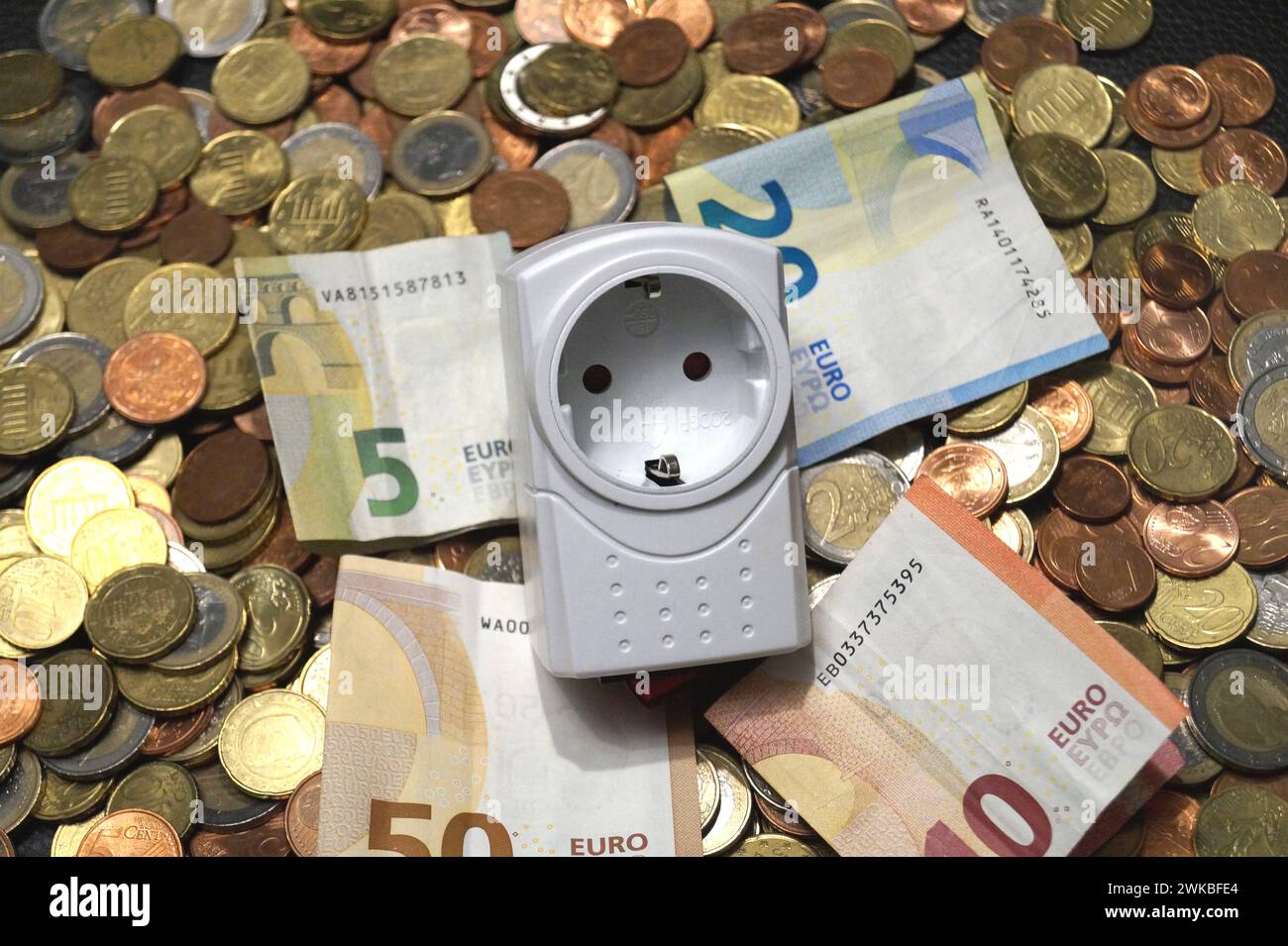 plug adapter and money, symbolic image of electricity costs Stock Photo ...