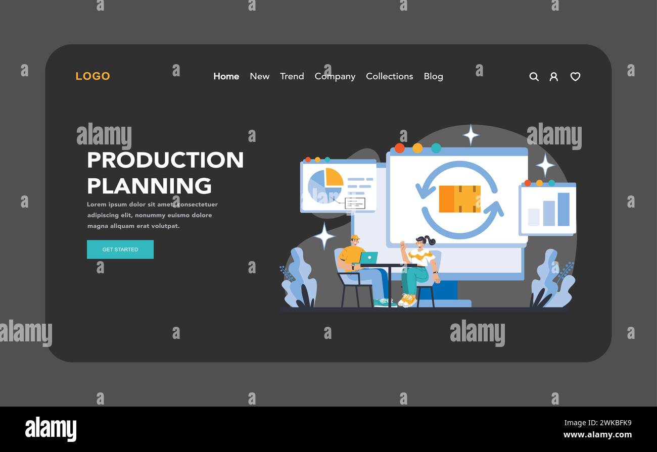 Production Planning night or dark mode web or landing page ... Production Planning night or dark mode web or landing page ...