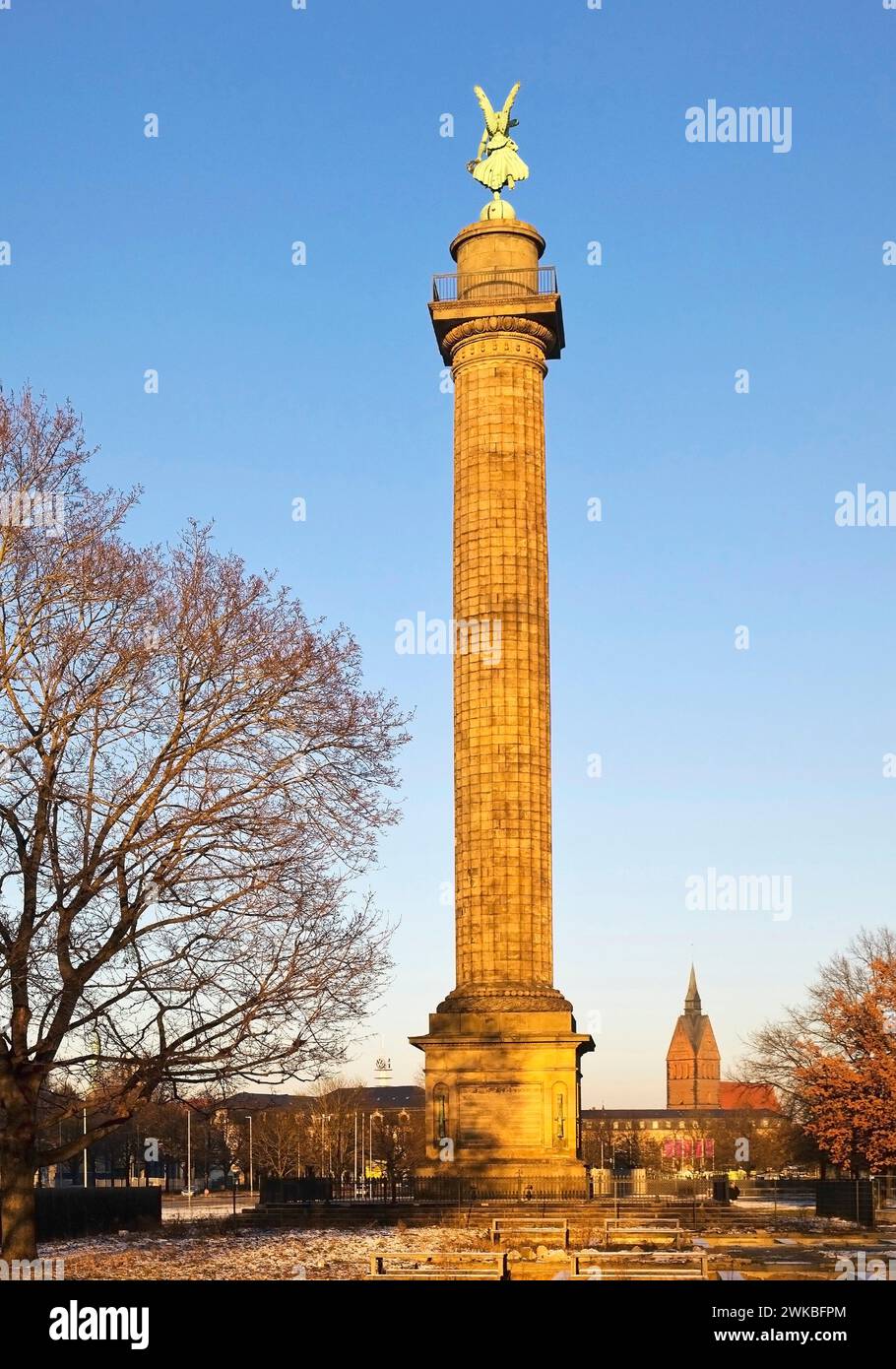 Waterloo column with Victoria, victory column commemorating the Battle ...