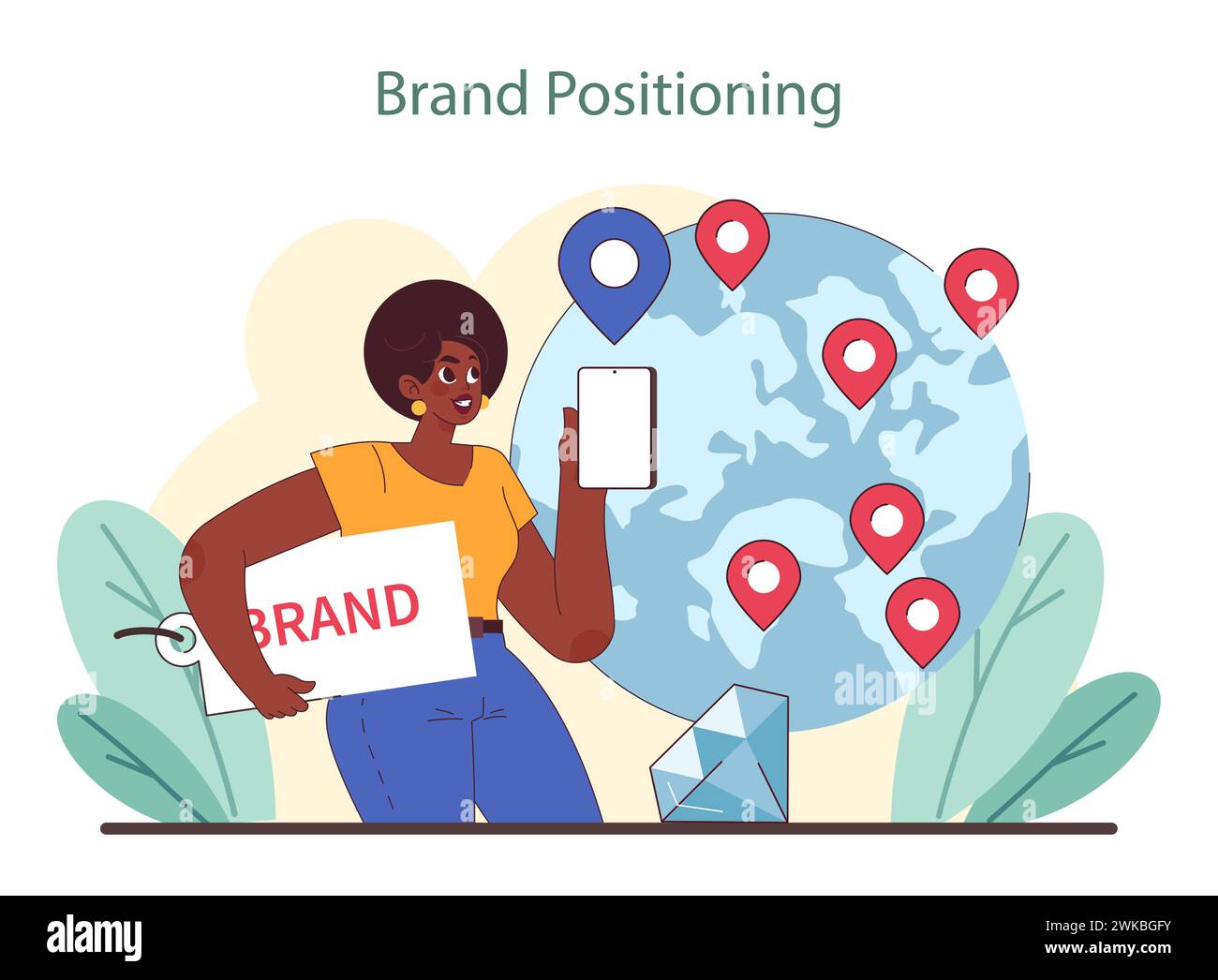 Brand Positioning strategy. Illustration of global brand presence and ... Brand Positioning strategy. Illustration of global brand presence and ...