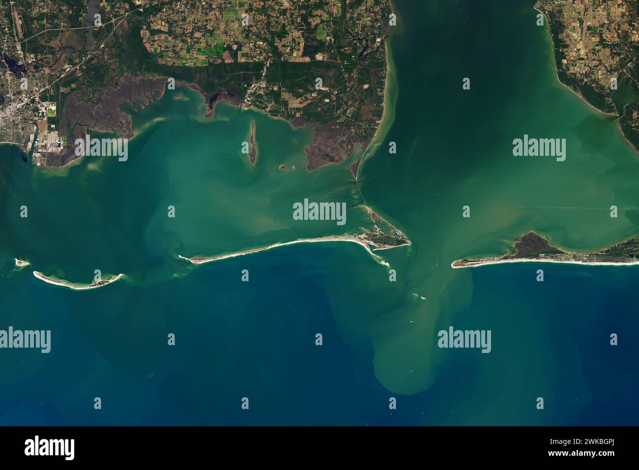 Aerial of Dauphin Island at the entrance to Mobile Bay, Alabama Stock ...