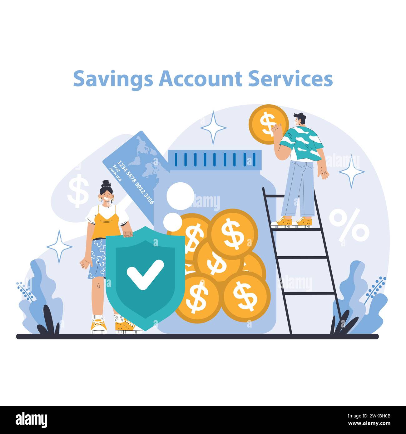 Savings Account Services concept. Secure financial growth and interest ...