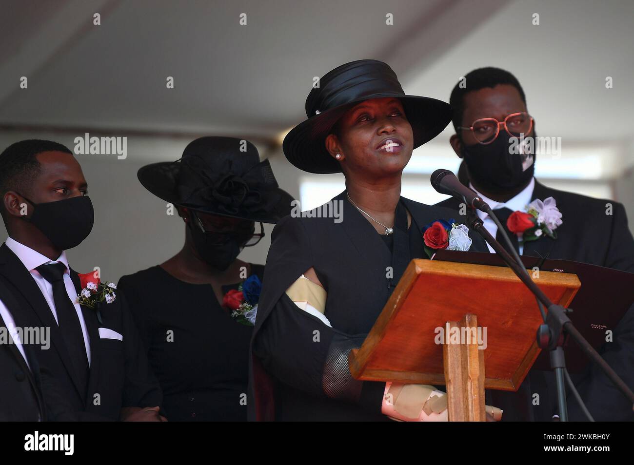 FILE - Former first lady of Haiti, Martine Moise, speaks during the ...