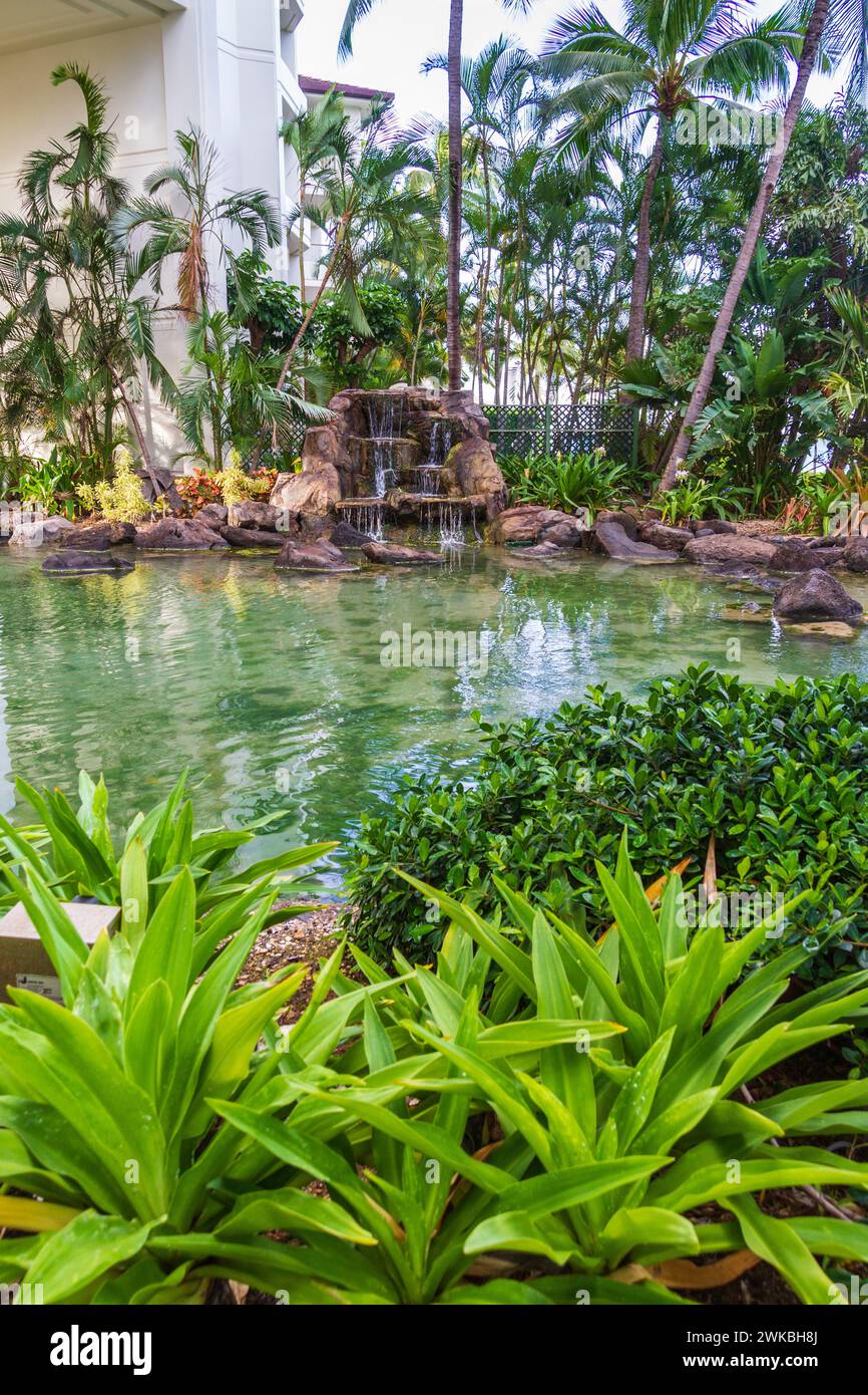 Tropical lagoon at JW Marriott Ihilani resort on Oahu in Hawaii Stock ...