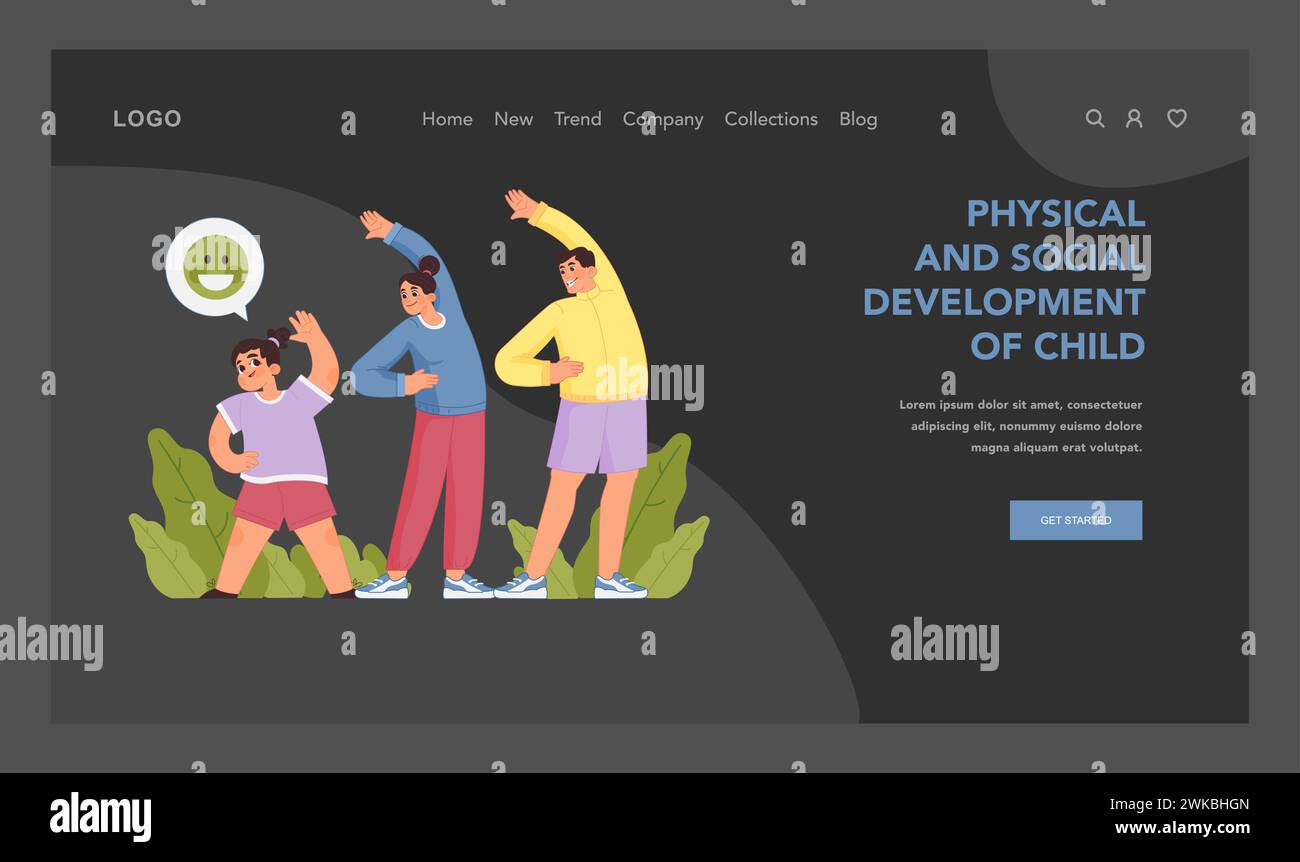 Child physical development concept. Childs exercise routine with ...