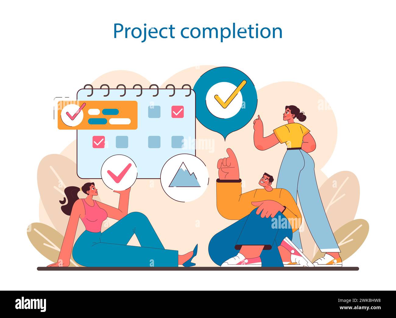 Project Completion In It Project Management Captures The Moment Of Achieving Milestones With A
