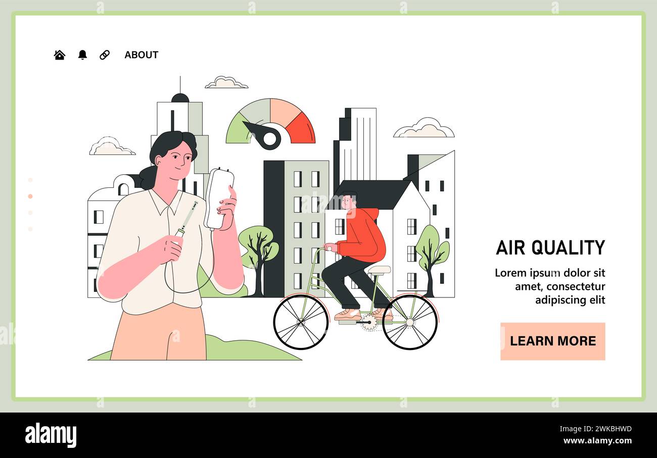 Air quality awareness web or landing. Air quality index and pollution ...