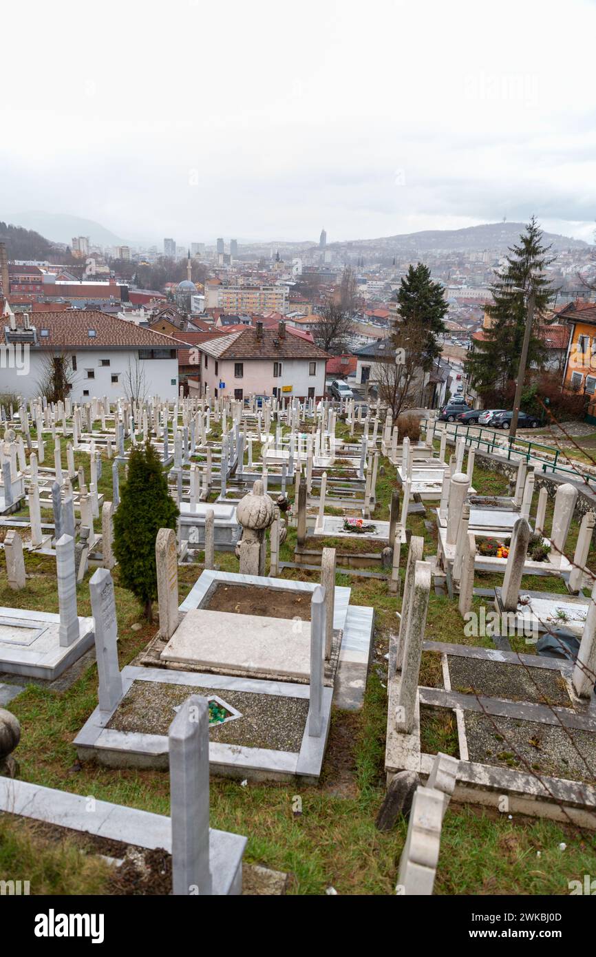 Sarajevo - Bosnia and Herzegovina - 11 FEB 2024: Muslim graveyard ...