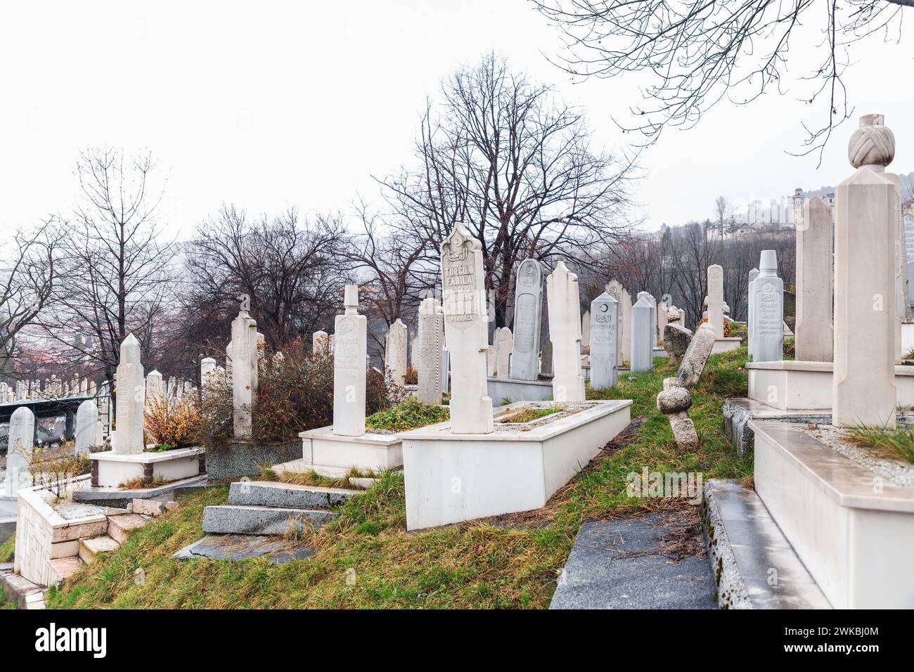 Sarajevo - Bosnia and Herzegovina - 11 FEB 2024: Muslim graveyard ...