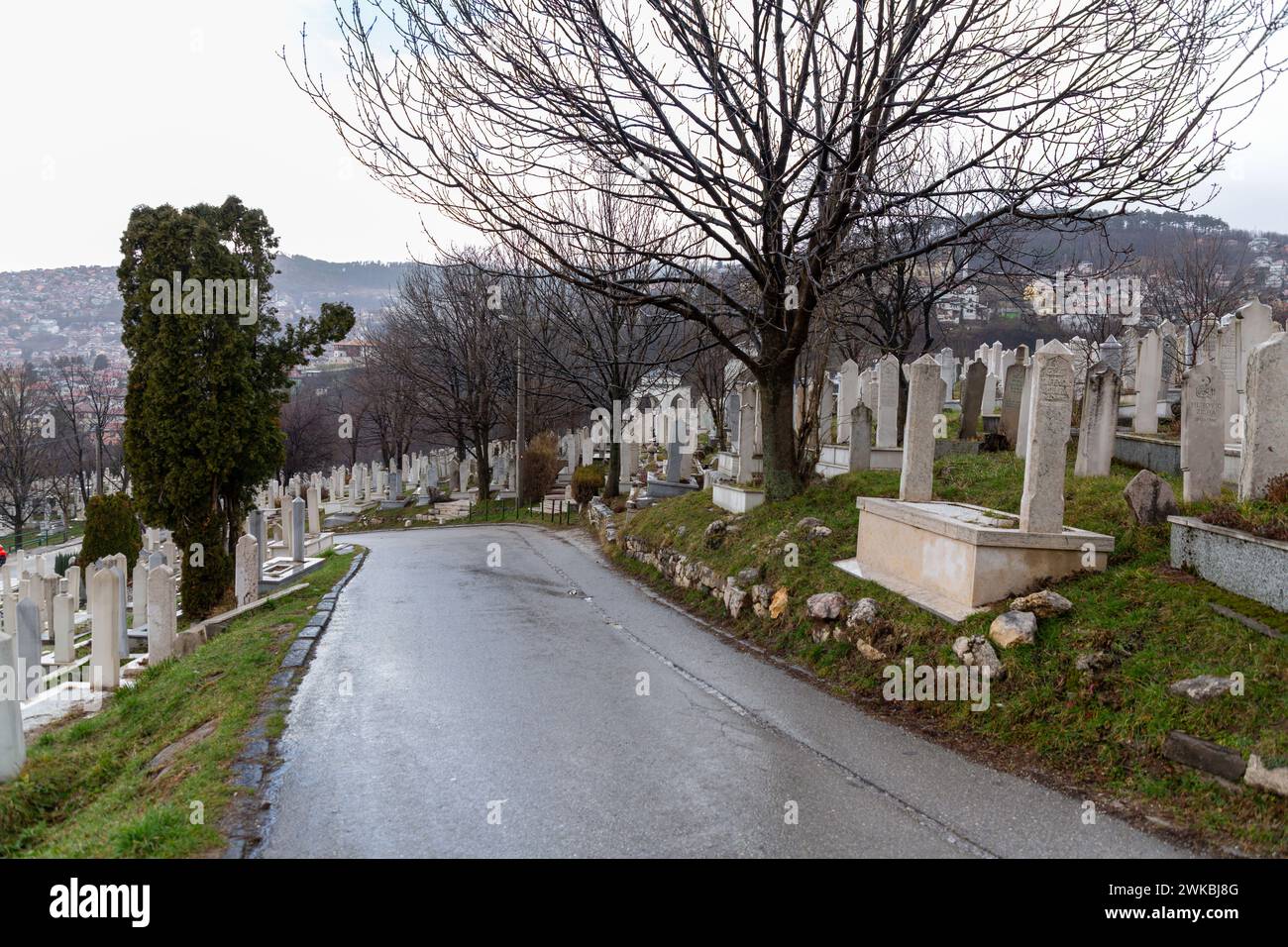 Sarajevo - Bosnia and Herzegovina - 11 FEB 2024: Muslim graveyard ...