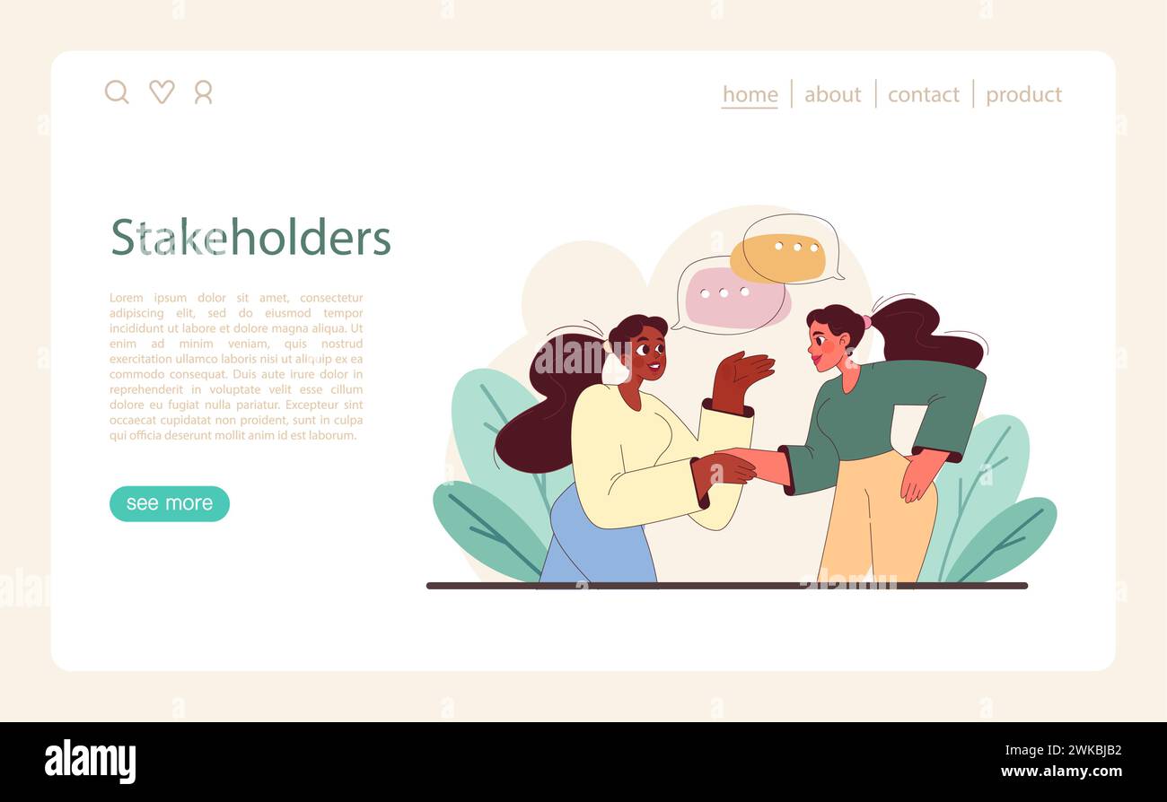 Stakeholders Engagement concept. Two individuals engage in dialogue ...