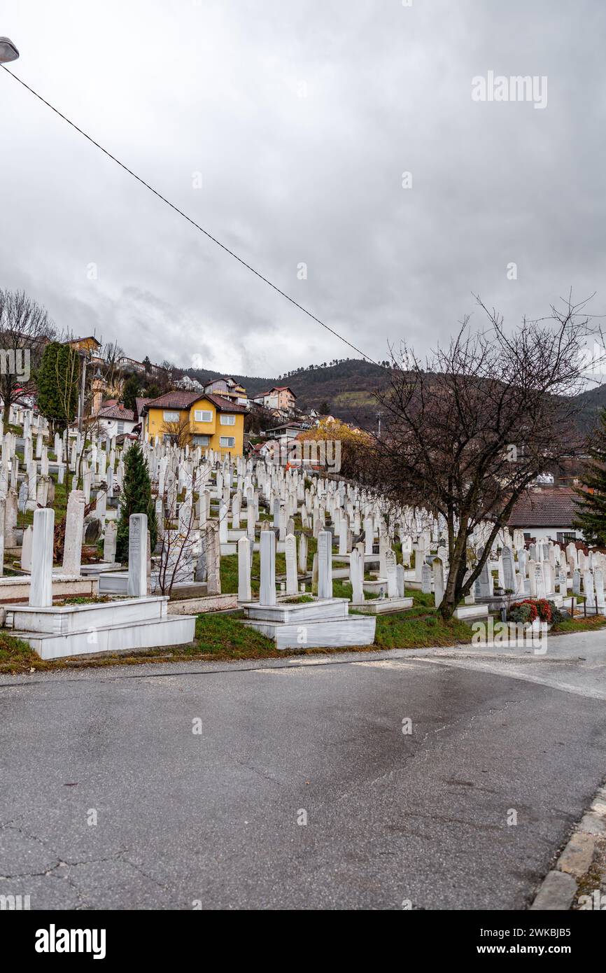 Sarajevo - Bosnia and Herzegovina - 11 FEB 2024: Muslim graveyard ...