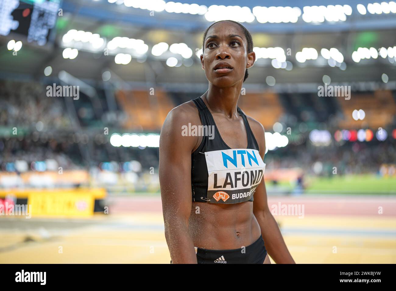 Thea LAFOND participating in the triple jump at the World Athletics ...