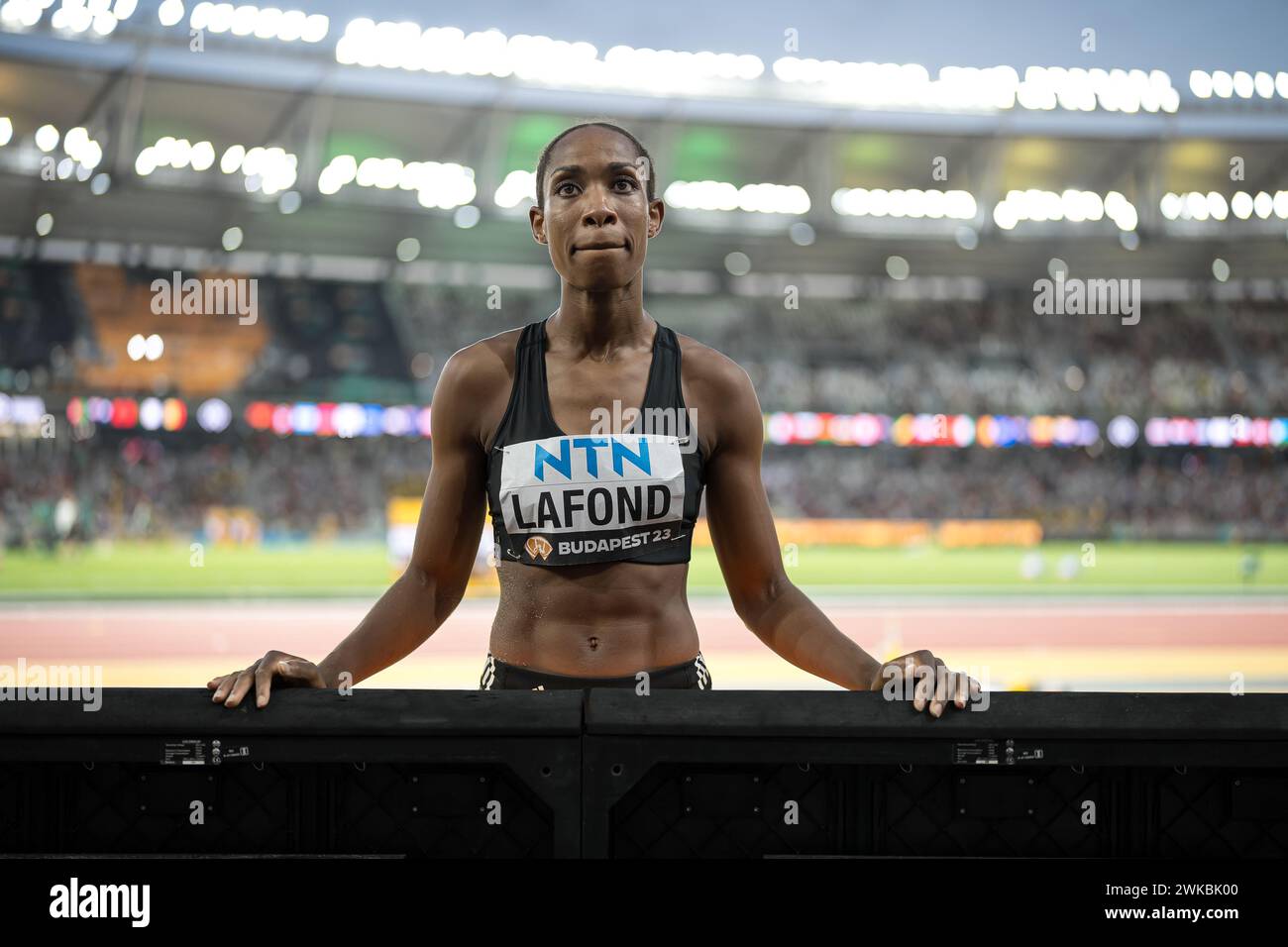 Thea LAFOND participating in the triple jump at the World Athletics ...