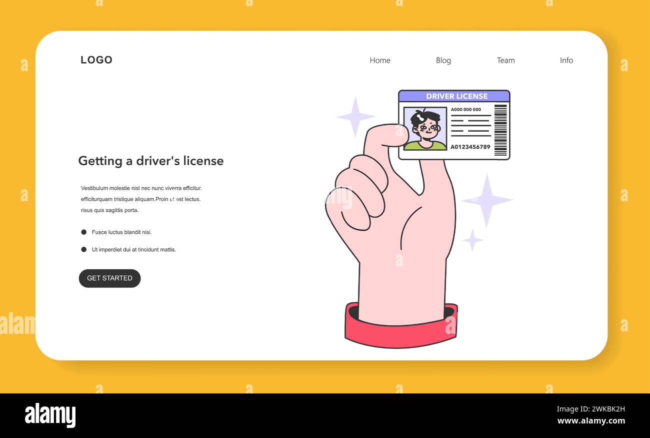 Getting a driver license web banner or landing page. Hand holding ...