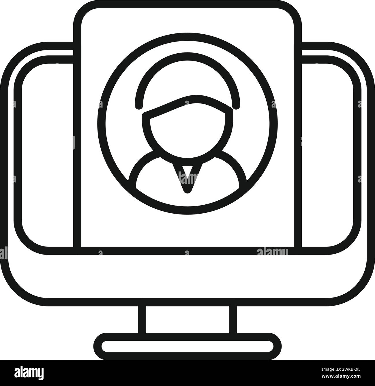Monitor client process icon outline vector. Digital personal. Bank ...
