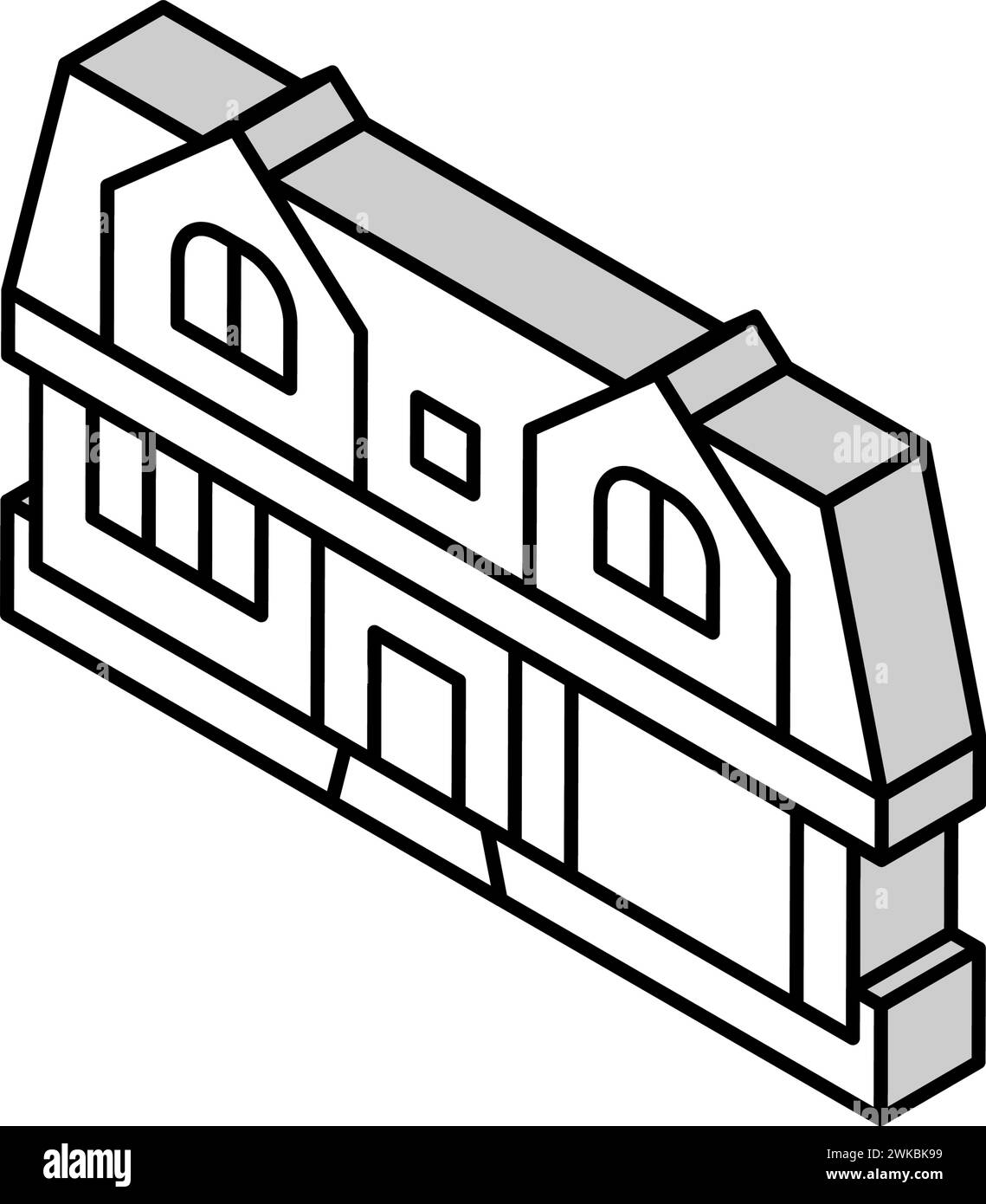 single family detached house isometric icon vector illustration Stock ...