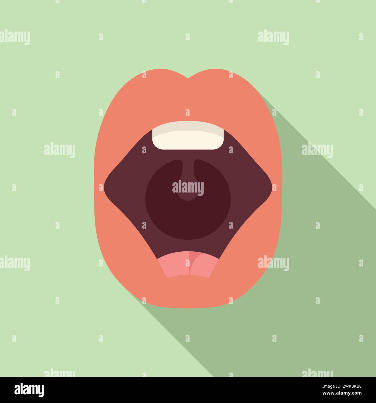 Preschool tongue icon flat vector. Diction idiom. Oral lips learning ...