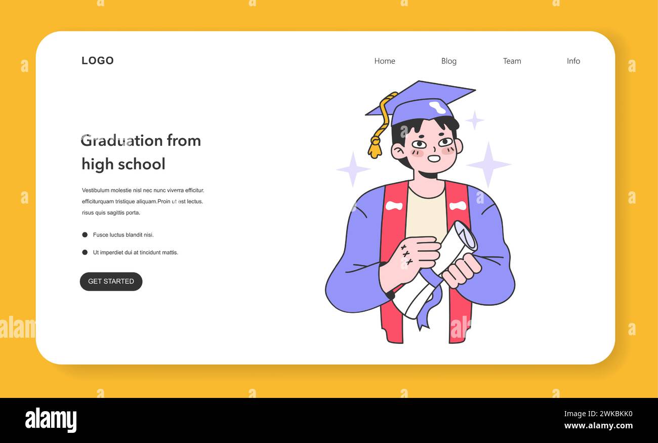 High school graduation web banner or landing page. Celebration and ...