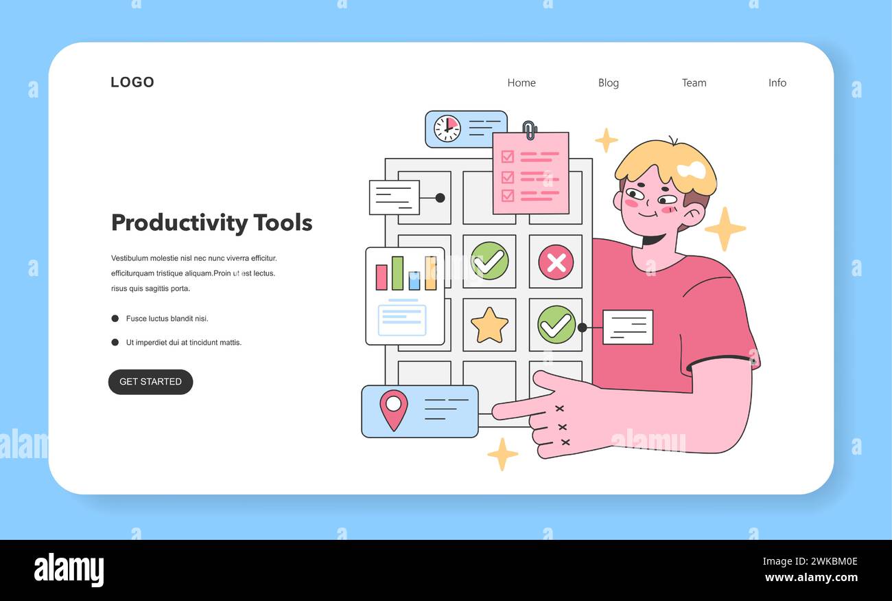 Efficient task management concept. Young man with a structured board ...