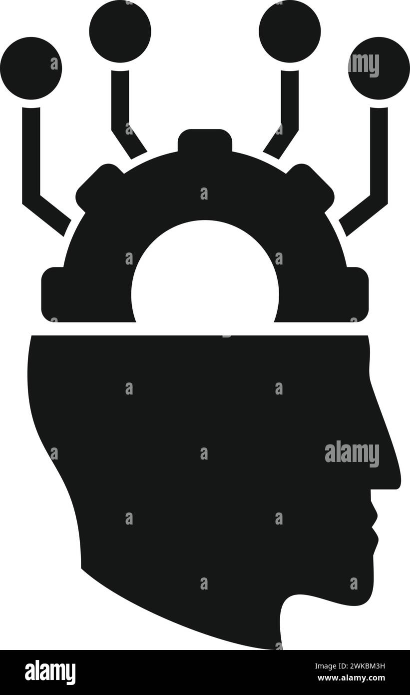 Gear system memory icon simple vector. Care lost. Science head dementia ...