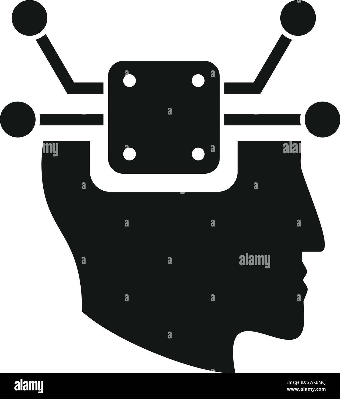 Memory head processor icon simple vector. Lost mind. Dementia head ...