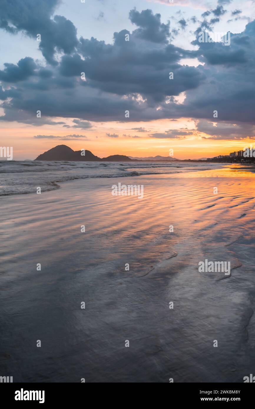 Beautiful sunset at the beach of Bertioga, São Paulo, Brazil Stock ...