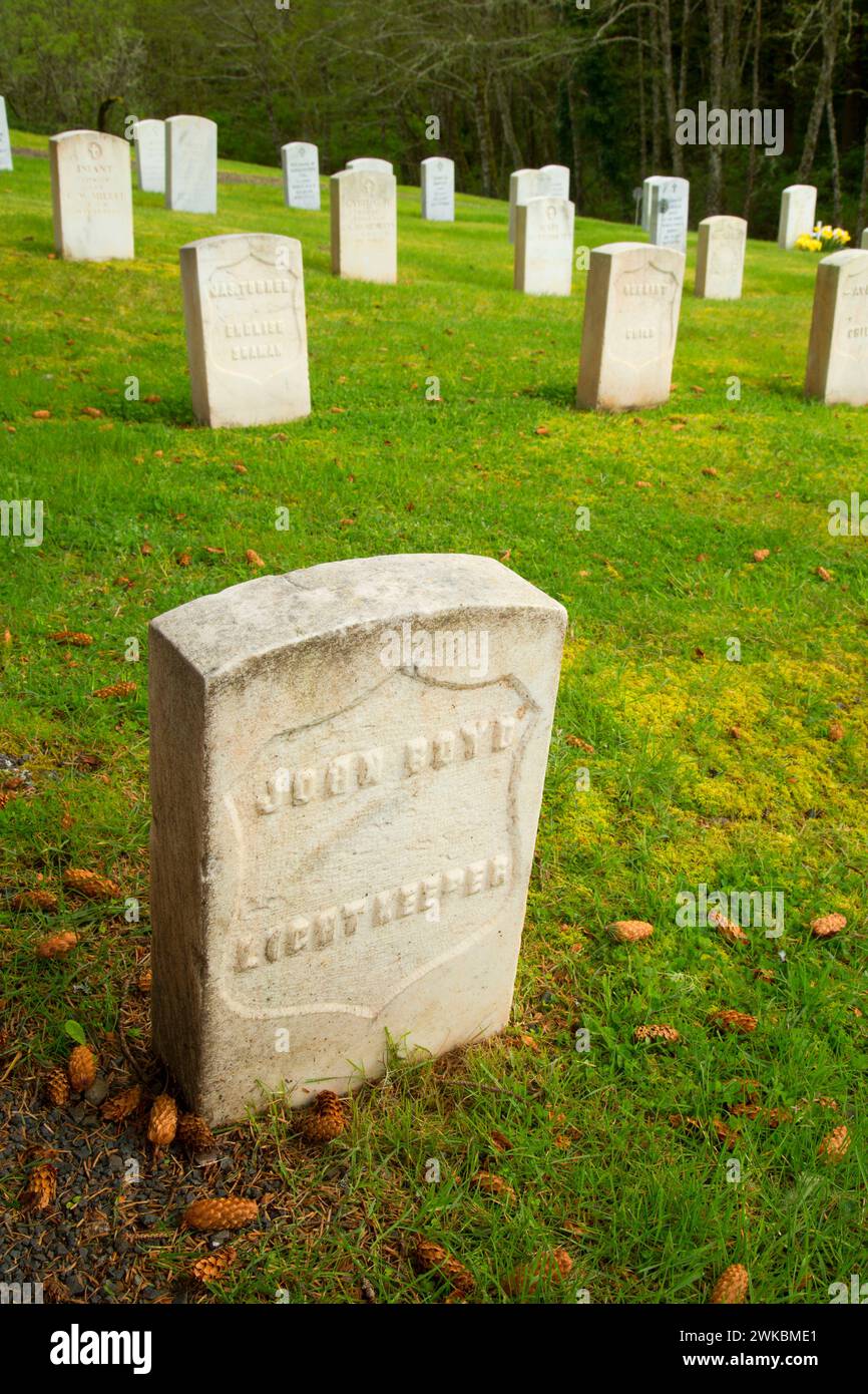 Headstones, Fort Stevens Post Cemetery, Fort Stevens State Park, Lewis ...