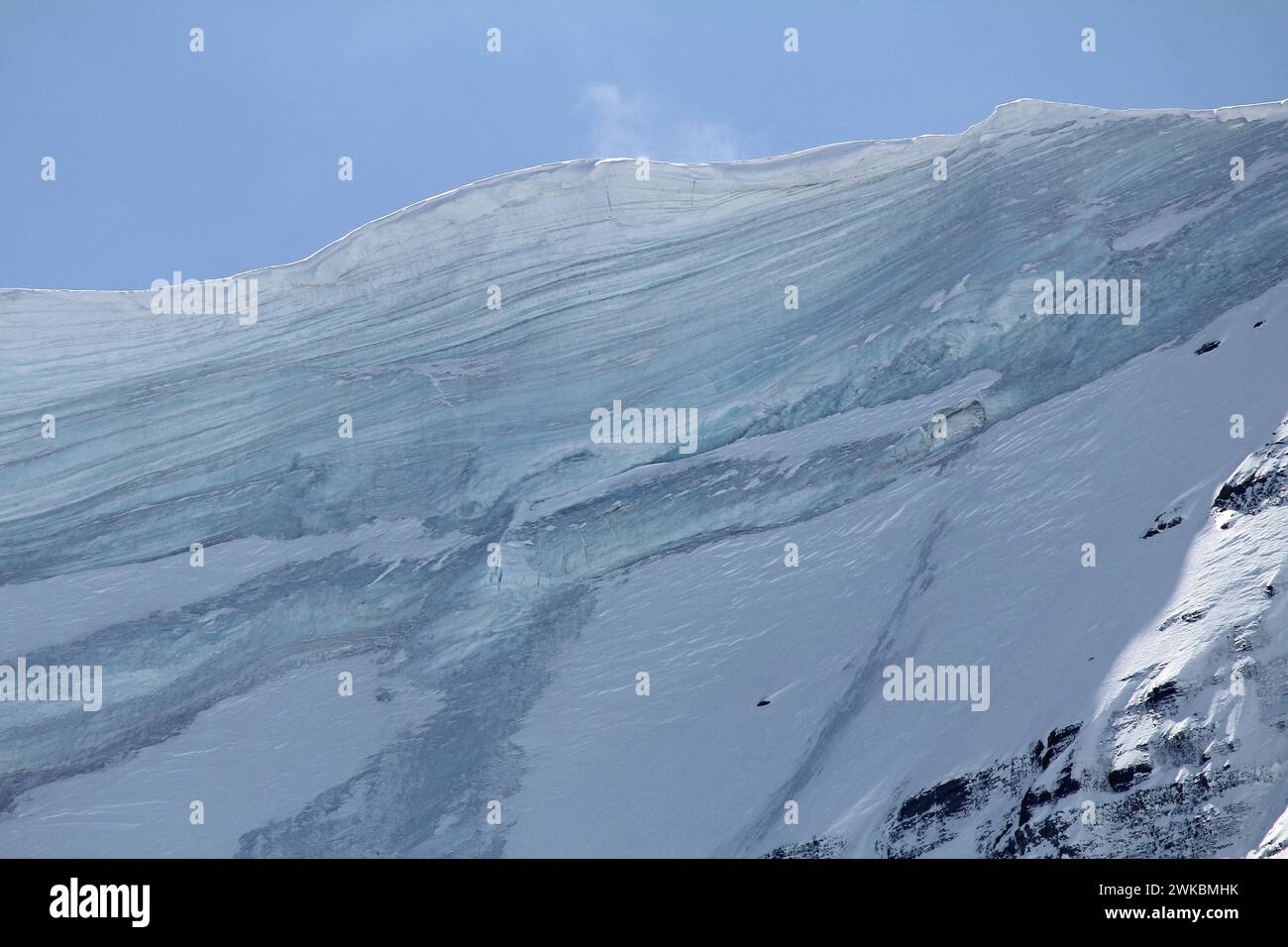 Layers of snow in glacier - Jasper National Park, Canada Stock Photo ...