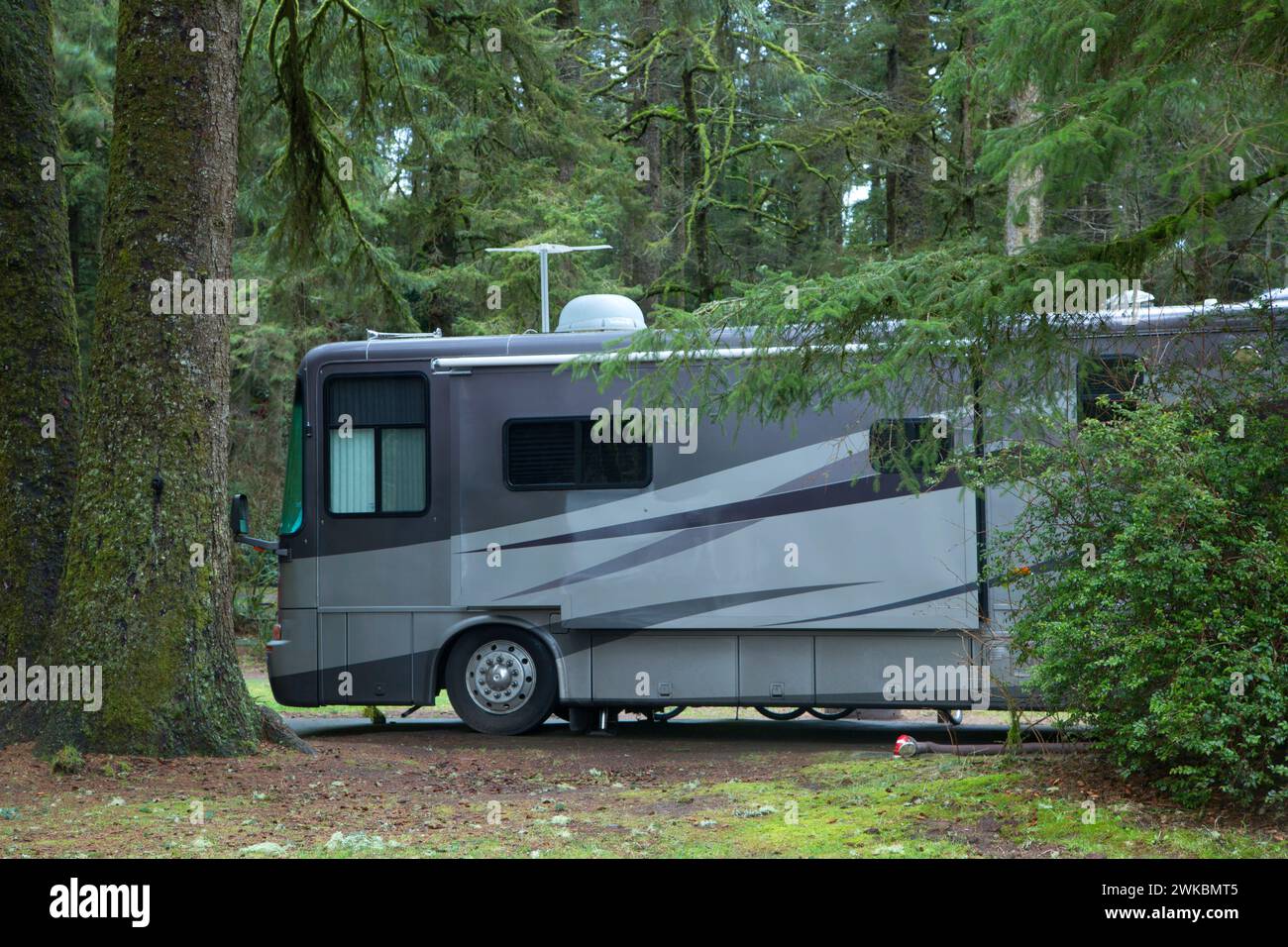 Motorhome in campground, Fort Stevens State Park, Lewis and Clark ...