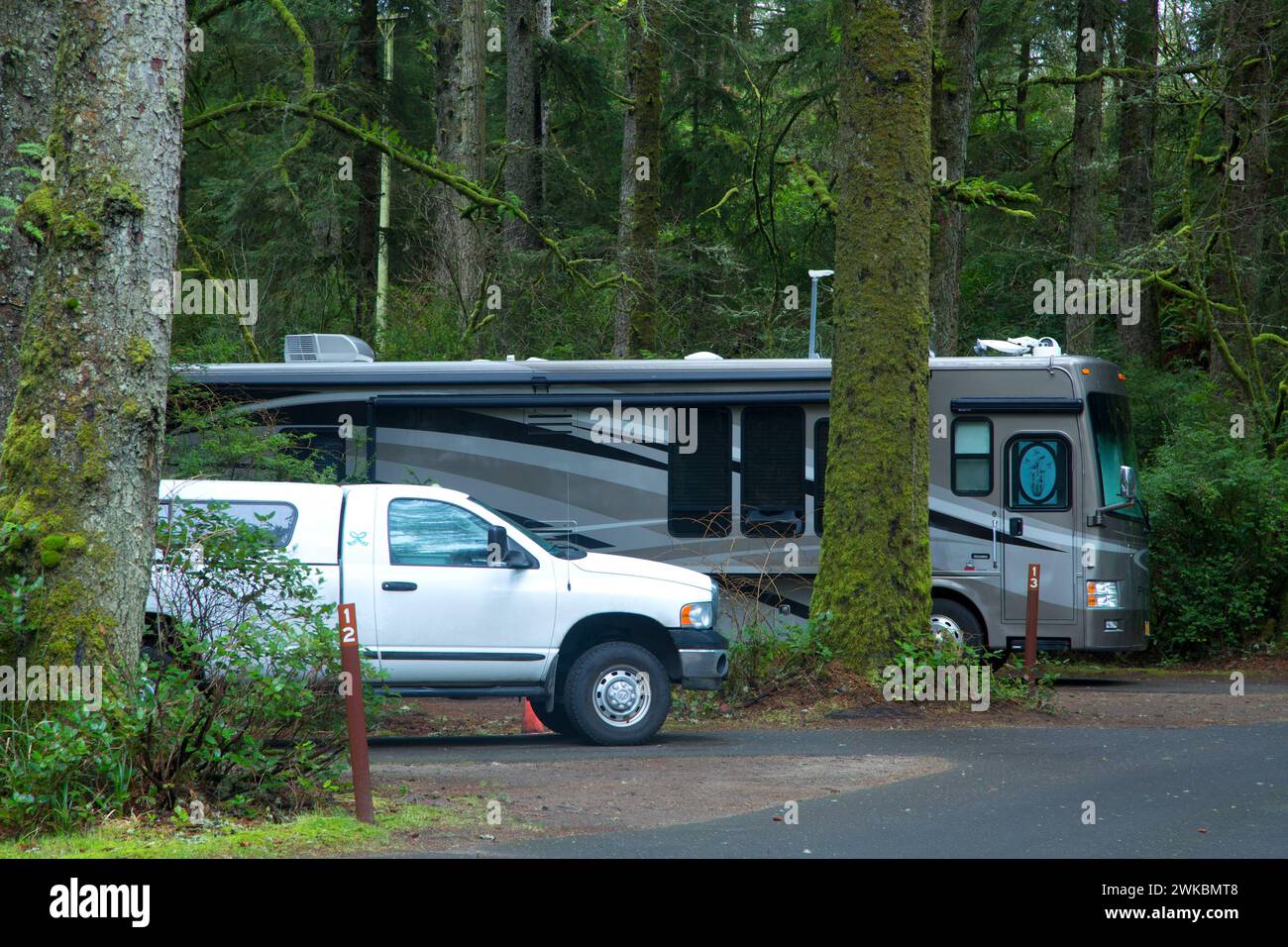 Motorhome in campground, Fort Stevens State Park, Lewis and Clark ...