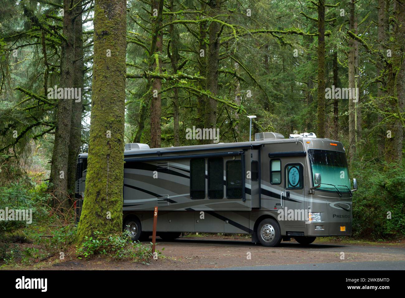Motorhome in campground, Fort Stevens State Park, Lewis and Clark ...