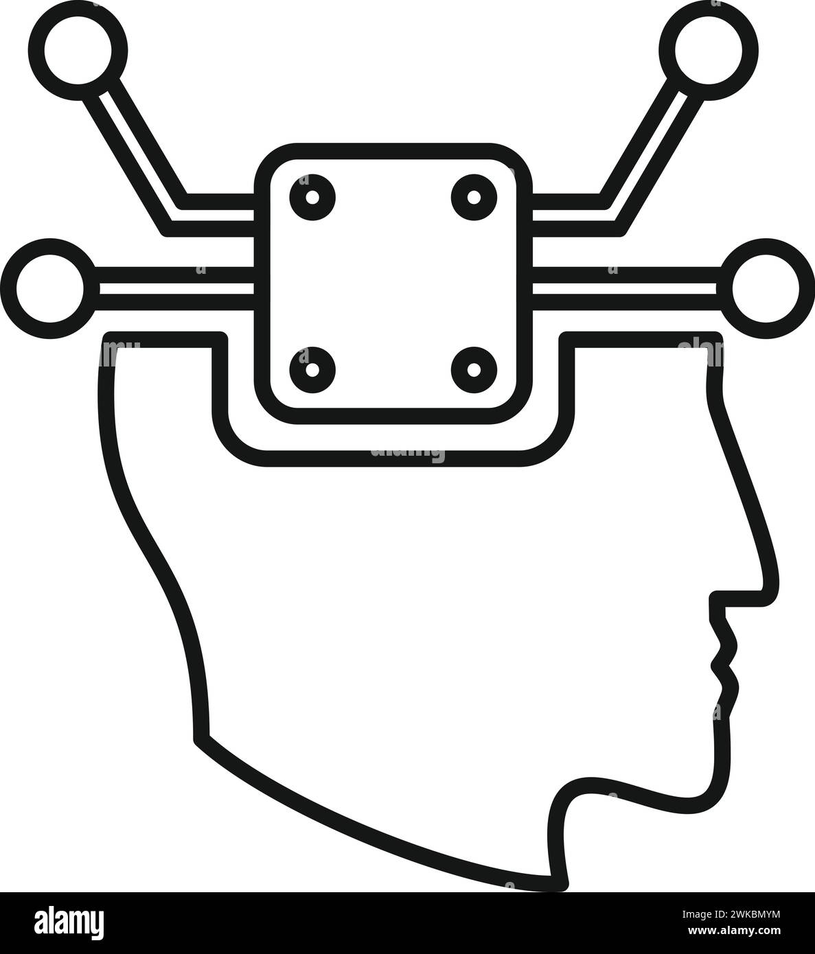 Memory head processor icon outline vector. Lost mind. Dementia head ...