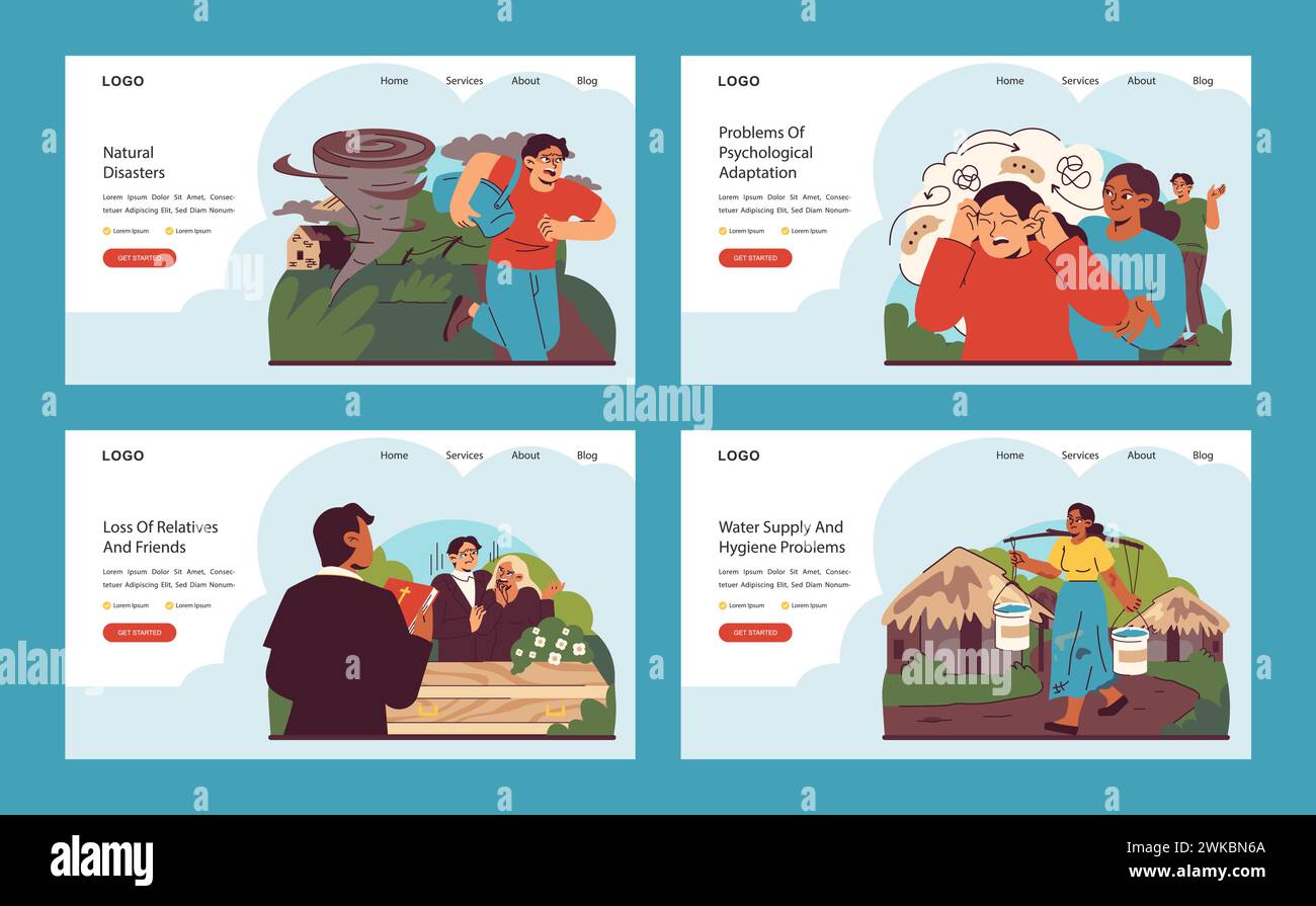 Life's adversities set. Captivating vectors illustrating the fury of ...