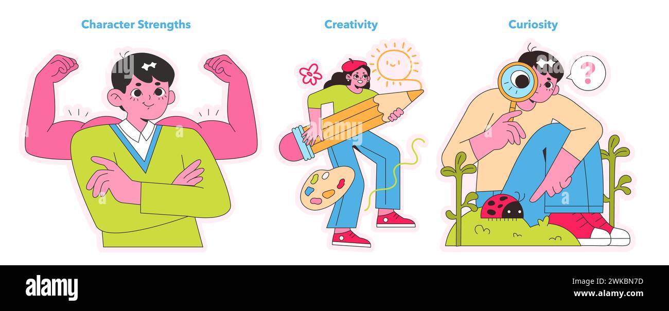 Character Strengths trio. A powerful figure, an artist inspiring ...