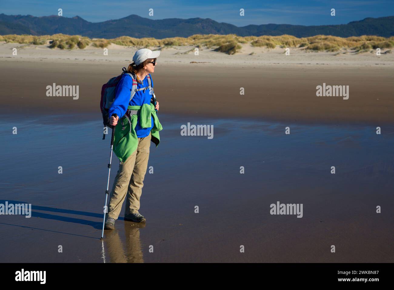 Beach hiker, Bayocean Peninsula, Oregon Stock Photo - Alamy